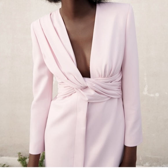 Zara | Dresses | Zara Pink Draped Twist Knot Jacket Blazer Dress | Poshmark